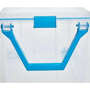 Plexon Wheeled Gasket Box, Latches Locking, Plastic, Blue, Ergonomic Handle, 120 qt, 16.75 in. H X 19.62 in. W X 30.25 in. D, Made in USA