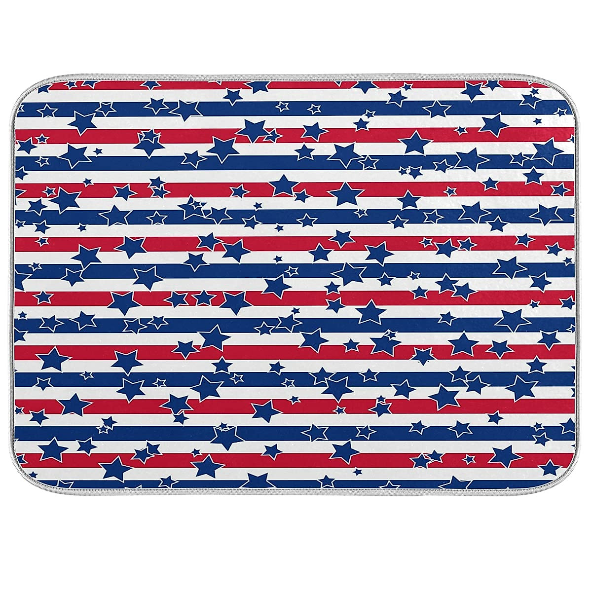 Dish Drying Mat American Stars And Stripes Kitchen Counter Mat Dishes Pad Dish Mats for Drying 4th Of July, Reversible, Super Absorbent 18x24