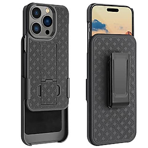 Fingic Compatible with iPhone 14 Pro Case, iPhone 14 Pro 5G Holster Case Combo Shell Slim Rugged Case with Kickstand Swivel Belt Clip Holster Shockproof Cover for iPhone 14 Pro 5G 6.1 inch, Black