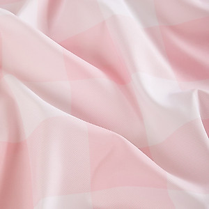 Wake In Cloud - Gingham Bed Sheets, 4-Piece Sheet Set, Cute Plaid Buffalo Check Checker Geometric Aesthetic Bedding, Deep Pocket, Pink, Twin Size