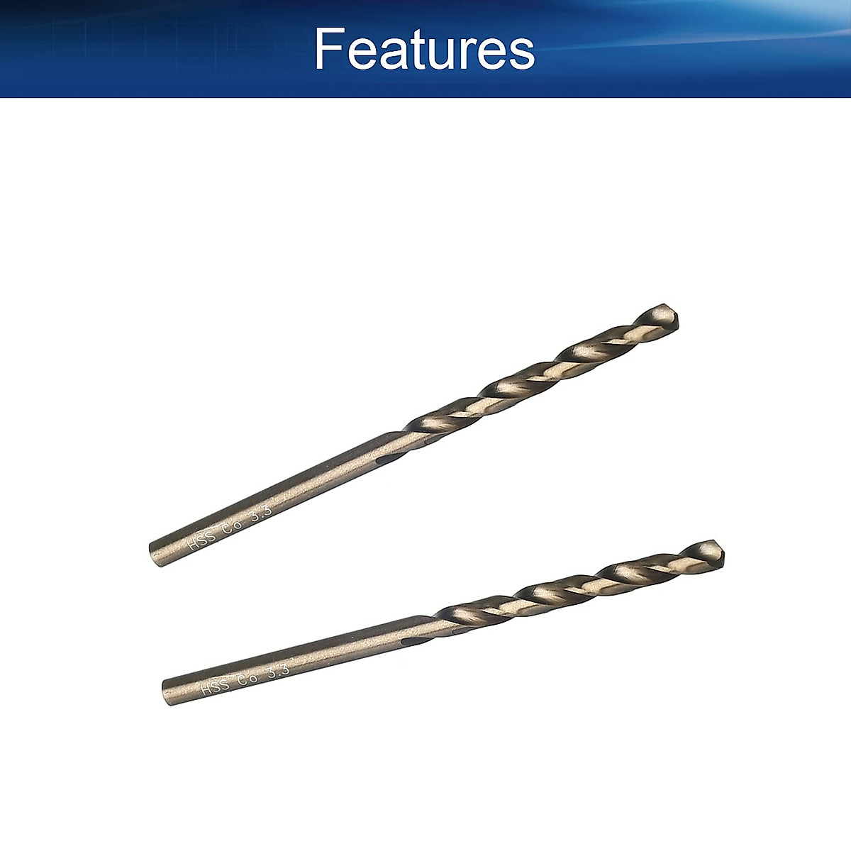 Auniwaig HSS M35 Straight Shank 3.3mm Dia Twist Drill Drilling Hole Bits for Steel Aluminum Alloy 5pcs