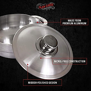 Cajun 9.2-Quart Aluminum Dutch Oven Pot with Lid - Oven-Safe Round Caldero - Nickel-Free Soup Pot