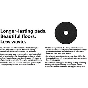 3M Black Stripper Floor Pad 7200, 14", 5/Case, Used with Water-based Floor Finish Stripping Solutions, Remove Soiled Floor Finishes and Sealers