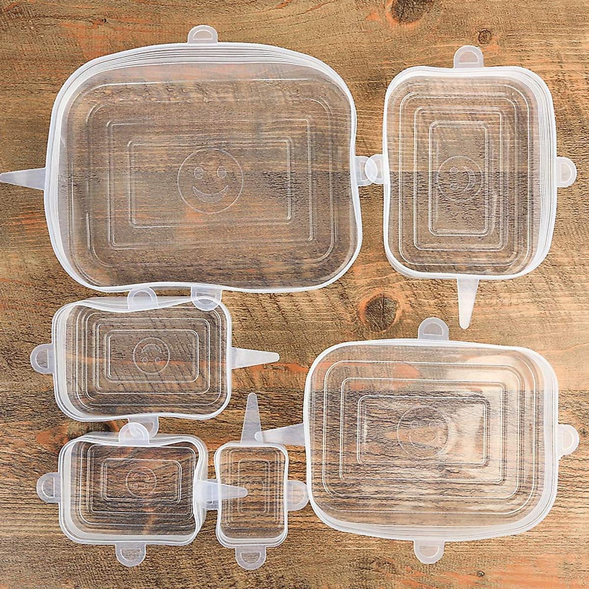 Silicone Stretch Lids Rectangle 12-Pack, Reusable Food Container Lids, BPA-Free, Eco-Friendly Bowl Covers, Microwave, Oven & Dishwasher Safe