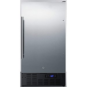 Summit Appliance BIM18SSADA 18" Wide ADA Compliant Frost-Free Icemaker for Built-in or Freestanding Use with Stainless Steel Door and Black Cabinet, Lock, Digital Thermostat, Digital Display