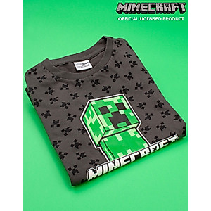 Minecraft T Shirt Boys Kids Creeper Short Sleeve Grey Top Merchandise 9-10 Years