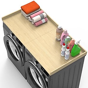Washer Dryer Countertop 54" x 27.5" Washer and Dryer Countertop Laundry Room Wood Topper Surface for Laundry Room Storage and Organization (Beige)