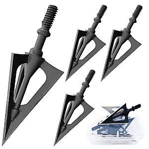 Hunting Broadheads (Pack of 5), 100 Grain Fixed 3 Blades Archery Arrow Tips with Standard Screw-in Head, Crossbow Compound Recurve Bow Arrowhead (Black)