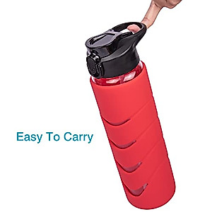 Justfwater 32 oz Borosilicate Glass Water Bottle with Straw Reusable Glass Drinking Bottle with Flip Top Lid and Silicone Sleeve (Red)