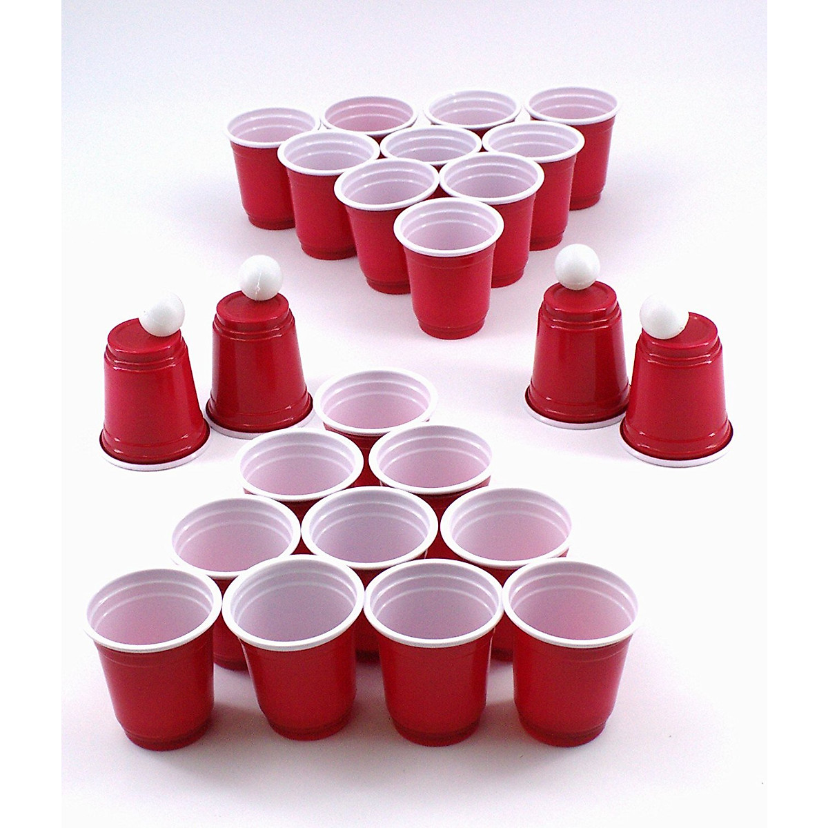 TopNotch Merchants Beer Pong - Mini Red Cups (40) - Take This Beer Pong Challenge (6) Beer Pong Balls - Beer Pongs Cup