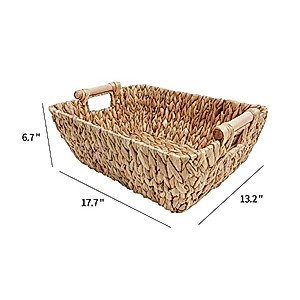 Wicker Storage Baskets for Shelves Water Hyacinth Woven Basket with Built-in Handles Large Closet Storage Bins for Organizing(2-Pack)