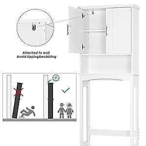 Spirich Over The Toilet Storage Cabinet, Bathroom Shelf Over Toilet, Bathroom Organizer Space Saver, White