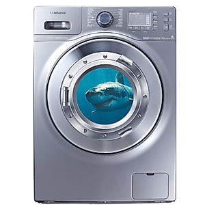 DNVEN Shark Porthole Wall Decals Under The Sea Jaws Window View Faux Submarine Removable Murals Stickers for Bedrooms Kids Boys Room Decor Nursery 18 inches x 18 inches