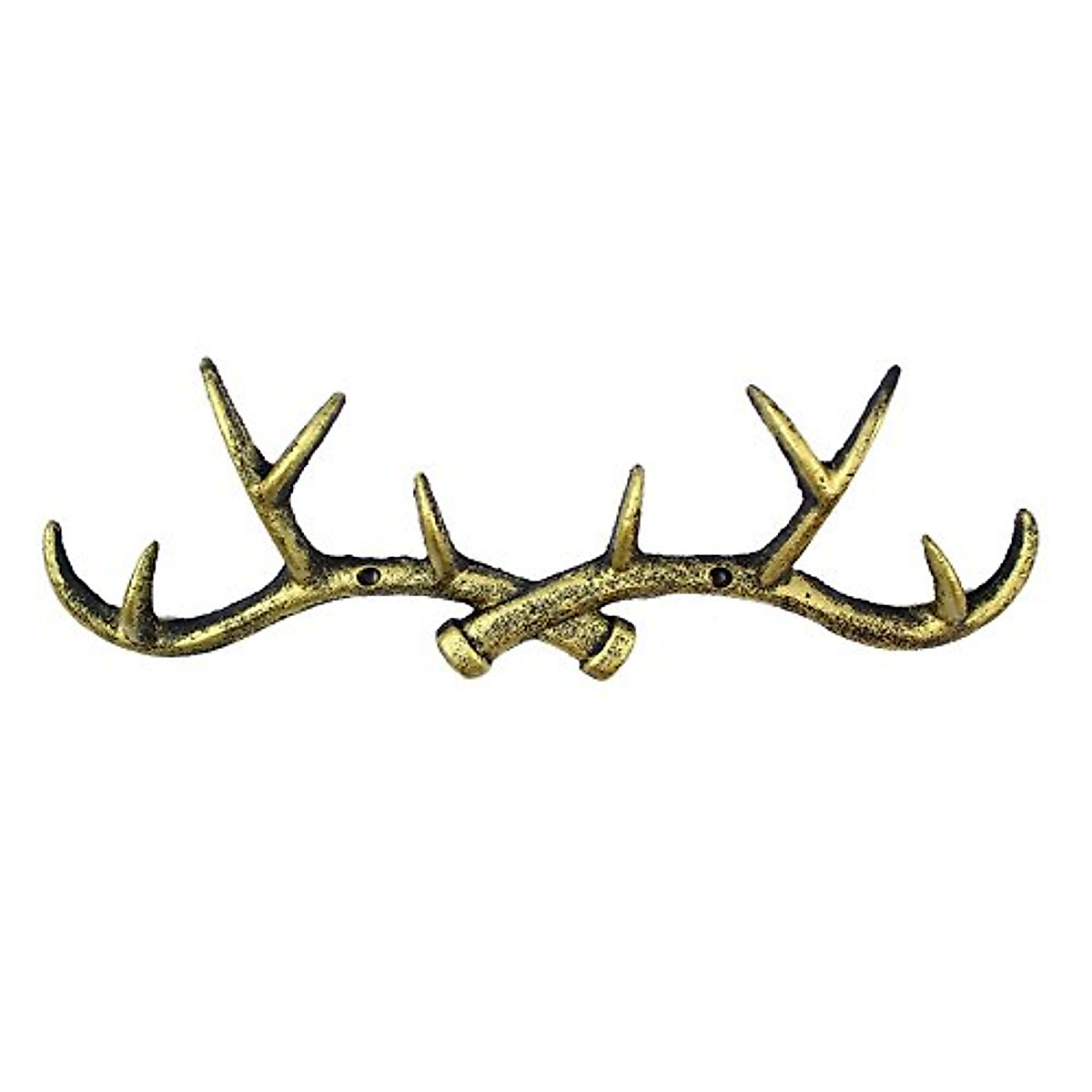 Handcrafted Model Ships Rustic Gold Cast Iron Antler Wall Hooks 15" - Rustic Wall Hook - Decorative Dee