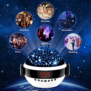 Baby Night Lights Star Projector for Kids Room White Noise Nursery Sound Machine Sleep Soother Bedside Lamp 6 Natural Sounds 6 Lullabies Music Remote Timer