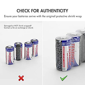 Tenergy 3V CR123A Lithium Battery, High Performance 1500mAh CR123A Cell Batteries PTC Protected for Cameras, Flashlight Replacement CR123A Batteries, 16-Pack (Non-Rechargeable)