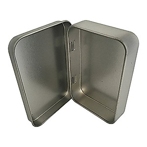 AKOAK 6 Pcs 3.7 x 2.3 x 0.8 Inches Rectangular Empty Hinged Tins Box Containers for First Aid Kit,Survival Kits,Storage,Herbs,Pills,Crafts and More