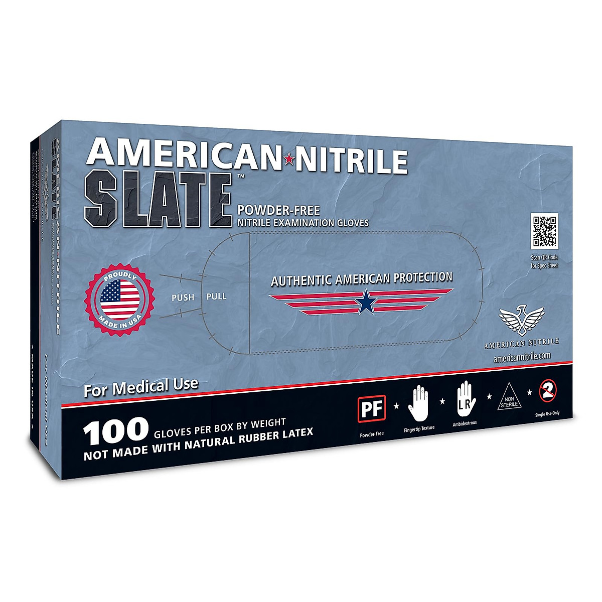 American Nitrile – Slate Powder Free Nitrile Gloves – Latex Free Disposable Gloves – Made in the USA