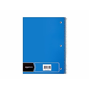Amazon Basics Wide Ruled Wirebound Spiral Notebook, 100 Sheet - 5-Pack, Assorted Solid Colors