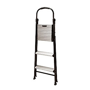 COSCO 11425ABK1E Folding Step Stool with Rubber Hand Grip, 8 Ft. 10 in. Max Reach, ANSI Type 1, 250 lb Weight Capacity, 3, Black