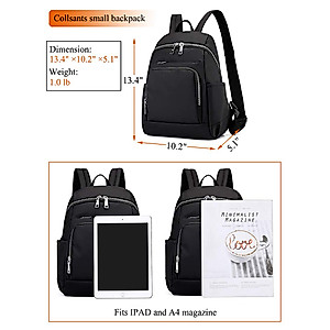Collsants Women Backpack Purse Small Nylon Daypack for Girls Casual Lightweiht Travel Backpack School Bag (black)