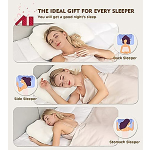 Osteo Cervical Pillow for Neck Pain Relief, Hollow Design Odorless Memory Foam Adjustable Orthopedic Bed Pillows with Cooling Case for Sleeping, Contour Support for Side Back Stomach Sleepers