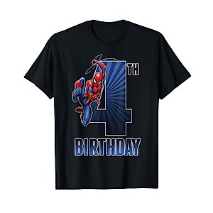 Marvel Spider-Man Swinging 4th Birthday Graphic T-Shirt