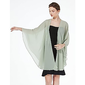 BEAUZSUZSANA Summer Shawls and Wraps for Women Evening Dresses Bridal Wedding Lightweight Party Travel Chiffon Scarf (Sage Green)