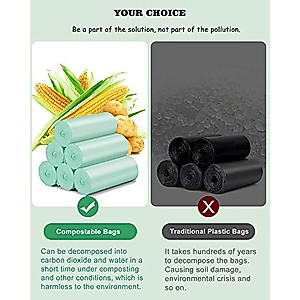 4-6 Gallon Small Trash Bags Compostable Trash Bags,AYOTEE 60 Count Ultra Strong Unscented Garbage Bags Mini Trash Bags Waste Basket Liners for Bathroom, Kitchen,Bedroom, Office, Pet, Car(Green)