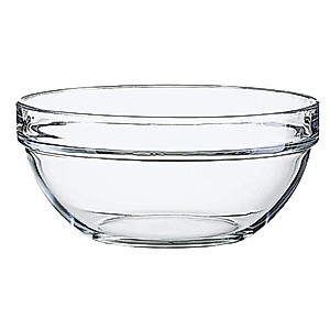Luminarc Stackable Glass Bowls Set with White Lids, STD, Clear