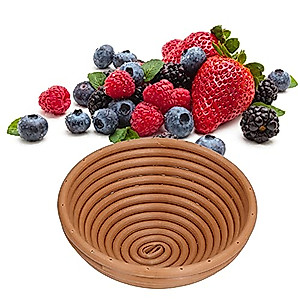 Bread Proofing Basket Set, Washable Bread Fermentation Basket Innovative Shape Baking for Kitchen Home Bakery (Yellow brown round 16X6CM)