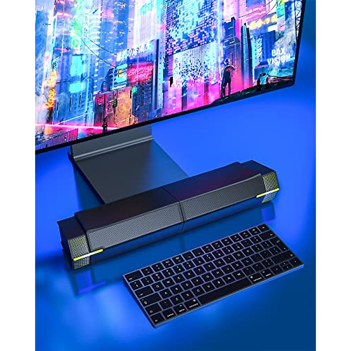 Jeecoo M20 Bluetooth Computer Speakers for PC Desktop Monitor, Gaming PC Sound Bar - Wired USB-Powered, Superb Stereo Sound, with LED Lighting - Combine/Separate to Customize Your Desk