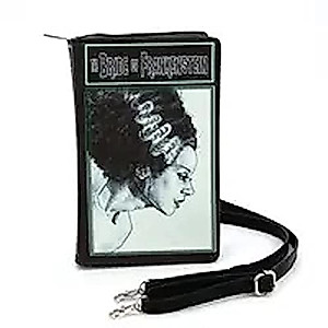 Comeco Bride Frankenstein Book Clutch Bag Purse Wristlet Vintage Look Vinyl, Black