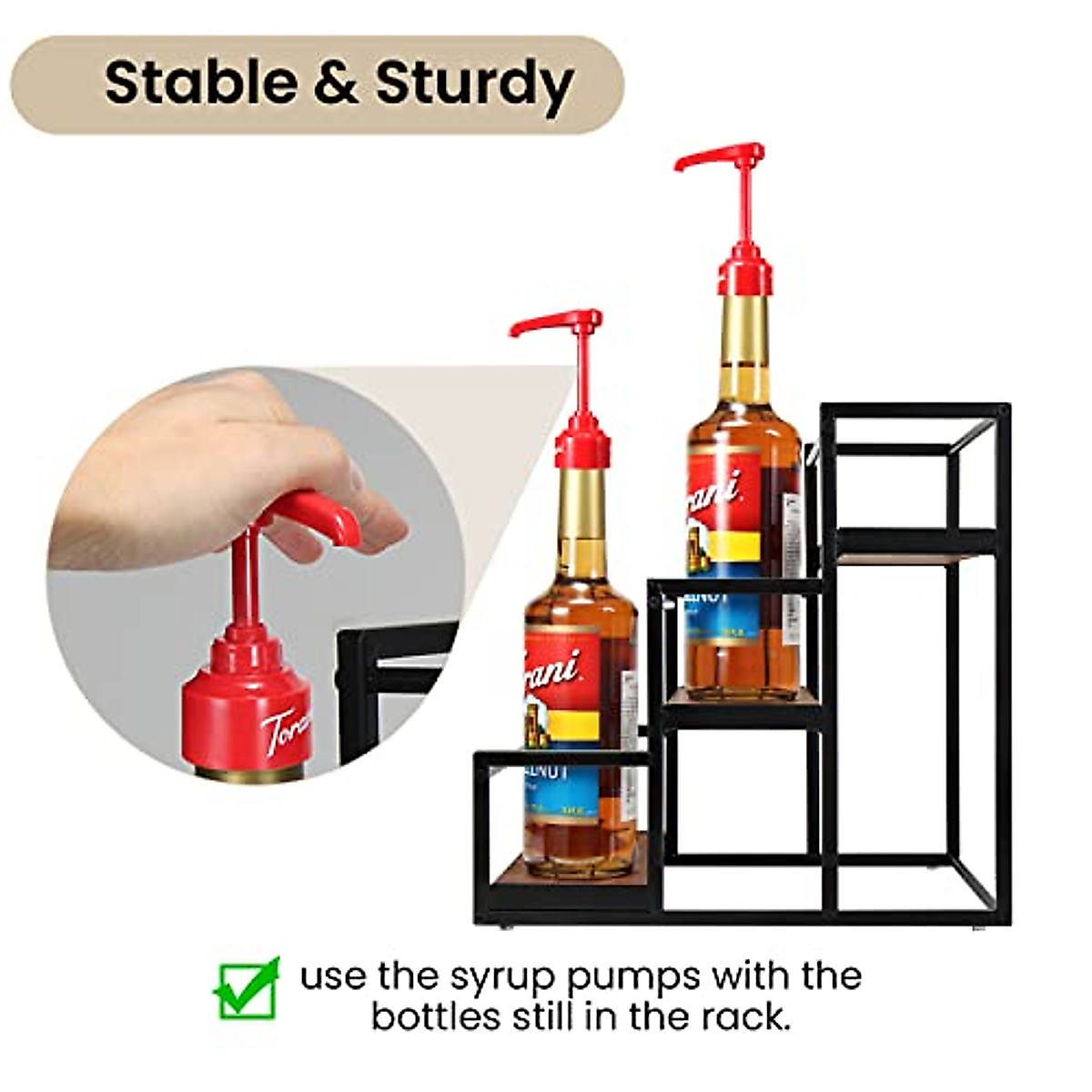 THYGIFTREE Coffee Syrup Rack Organizer Syrup Bottle Holder Stand for Coffee Bar 3-Tier 12 Bottles Storage Shelves for Syrup, Wine, Dressing for Kitchen Coffee Station