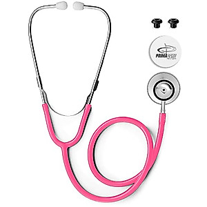 Primacare DS-9290-PK Adult Size 22 Inch Stethoscope for Diagnostics and Screening Instruments, Lightweight and Aluminum Double Head Flexible Stethoscope, Pink