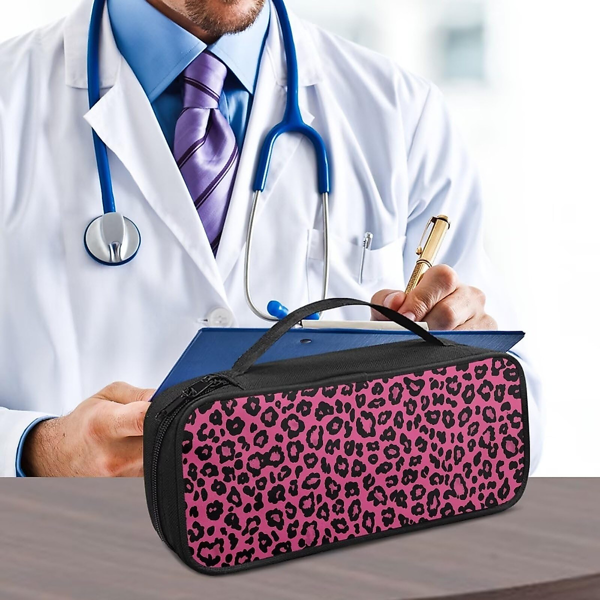 Puganiruo Leopard Print Stethoscope Case for Classic III Monitoring Stethoscope, Lightweight II S.E, Acoustica Deluxe Stethoscopes-Purple Marble Rose Pink