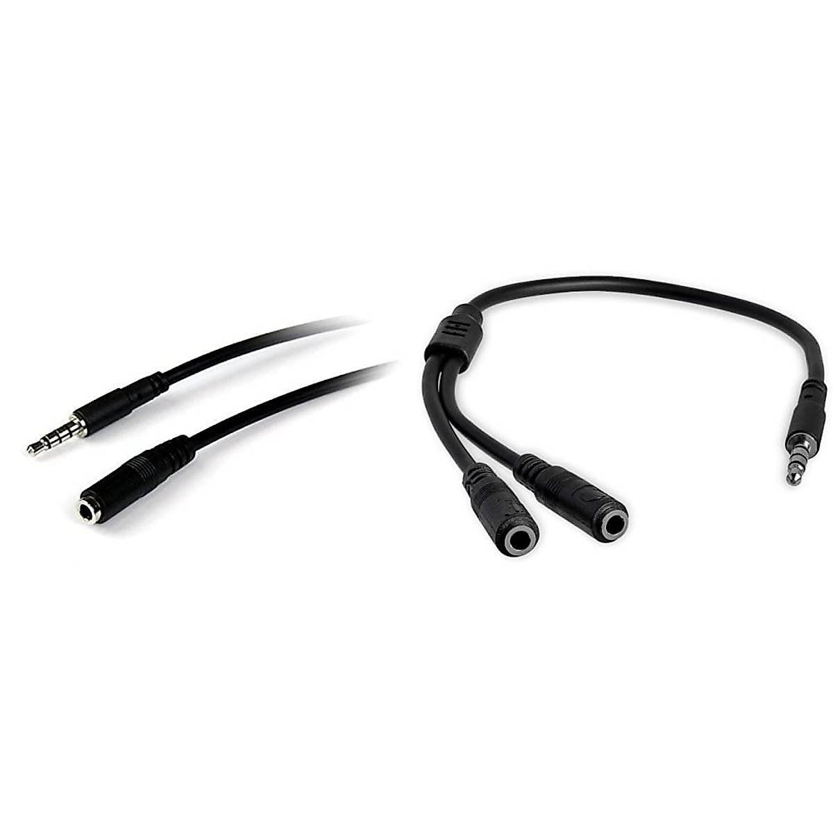 StarTech.com 1m 3.5mm 4 Position TRRS Headset Extension Cable & StarTech.com Headset Adapter, Microphone and Headphone Splitter - Black