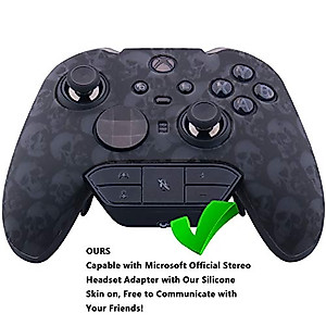 9CDeer 1 x Protective Customize Transfer Print Silicone Cover Skin Skull Black + 6 Thumb Grips Analog Caps for Xbox Elite Series 2 Controller