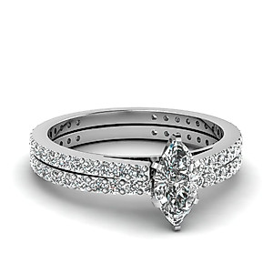 55Carat Classic Delicate Diamond Wedding Set 925 Sterling Silver Created Cubic Zircon Marquise shape White colorWedding Ring Sets Prong Setting in Size 9