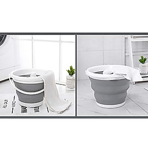 Collapsible Bucket with Handle10L, Mop Bucket?Silicone Portable Fishing Bucket, Bucket for Cleaning, Backpacking, Camping and Outdoor Survival (Gray)