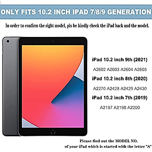 Keyboard Case for iPad 9th Generation 10.2 inch 2021, iPad 8th /7th Gen Case and Keyboard Detachable Wireless, 7 Color Backlight Tablet Keyboard with Slim Folio Case, Built-in Pencil Holder Black