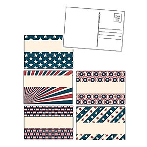 100 Pack of Blank Postcards. Each Post Card in This Patriotic, Bulk Set is 4 x 6, USPS Compliant (mailable), and USA Made. Mail to Voters to get Votes. Flip Side is Plain White and unused. (Variety)