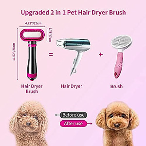 Upgraded Pet Hair Dryer Brush,2 in 1 Pet Grooming Dryer for Small/Medium Dog & Cat,2 Heat Settings & 3 Adjustable Blowing Dryer