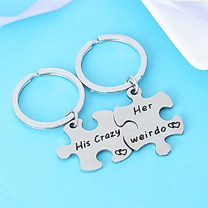 His and Hers Keychains Gift for Husband From Wife Gifts Girlfriend Boyfriend Gifts Couple Keyring for Men Women Her weirdo His crazy Matching Couples Keychains Jewelry Set (Style B)