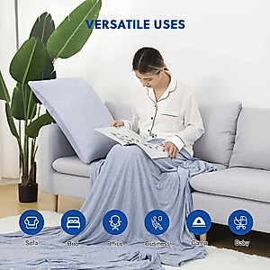 HOMFINE Cooling Blankets for Hot Sleepers - Summer Blanket Thin Lightweight Breathable Soft Double Side Enhanced Cooling Blanket for Bed Couch Sofa, Keep Cool for Night Sweats (Blue, 108 x 90 inches)