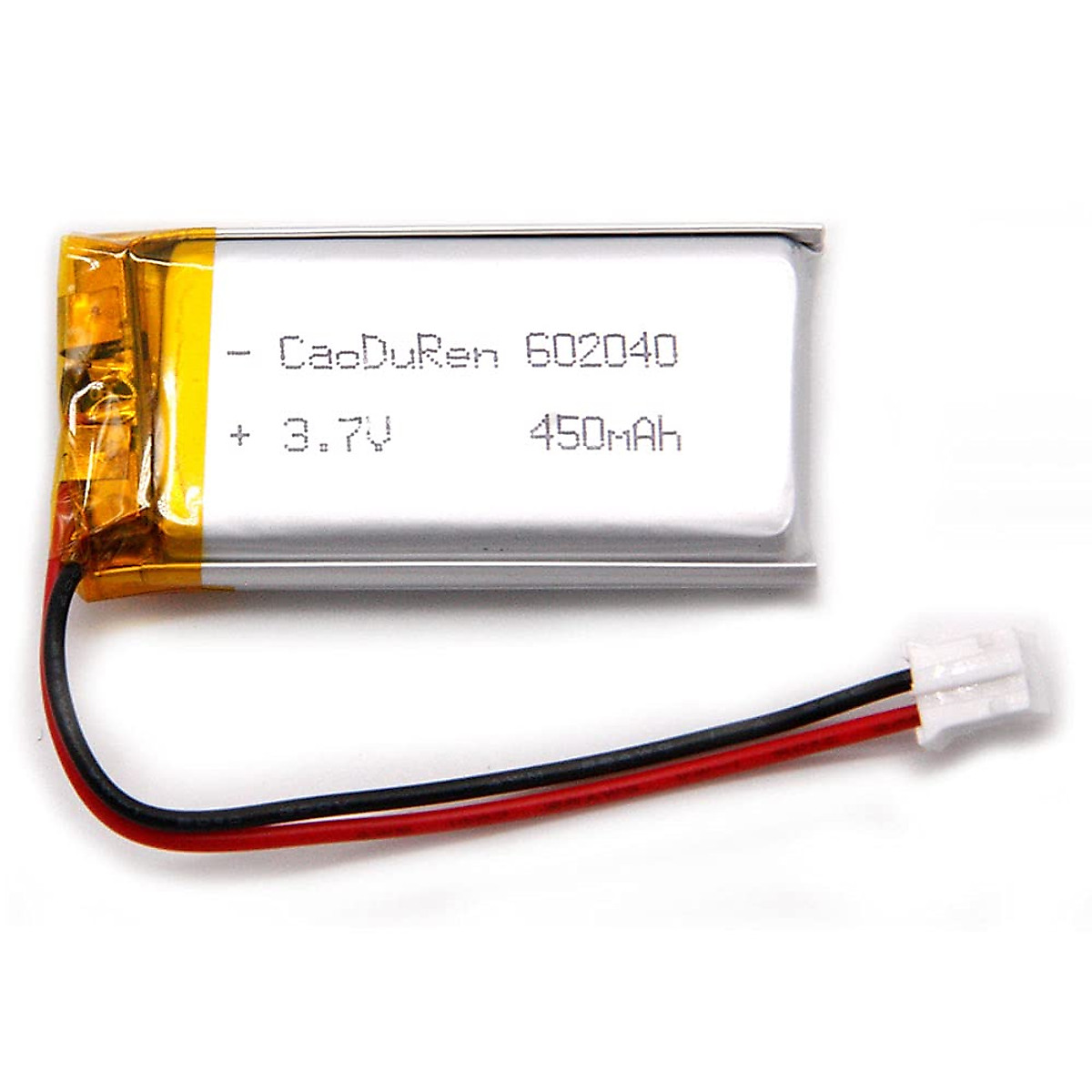 MSDS Verified Part Number: 602040, Rechargeable 3.7V 450mAh Li Lipo Lithium Polymer Ion Battery Pack with 2 Pin 2.0mm JST Connector