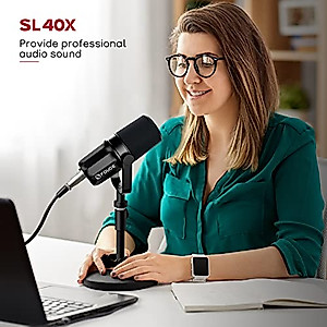 FDUCE SL40X XLR Dynamic Microphone for Vocal Recording, Podcasting, Gaming, Live Streaming&Broadcasting, All Metal Cardioid Mic, Voice-Isolating Technology -Black