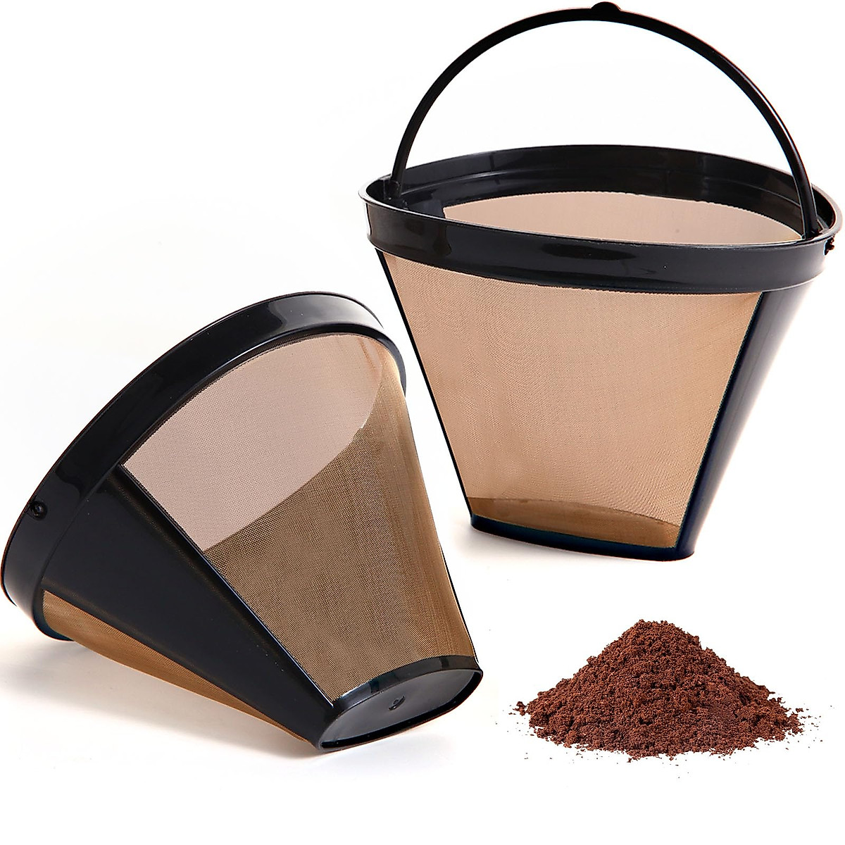 2PCS Reusable Coffee Filters for Ninja, Premium Gold Coffee Filter, No.4 Cone Coffee Maker Filters for Coffee Lovers, Compatible with Ninja Dual Brew Pro Reusable Coffee Filter