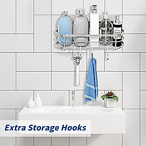 TreeLen 3 Pk-Adhesive Shower Shelves, Shower Wall Caddy, Bathroom Shower Organizer-Stainless Steel