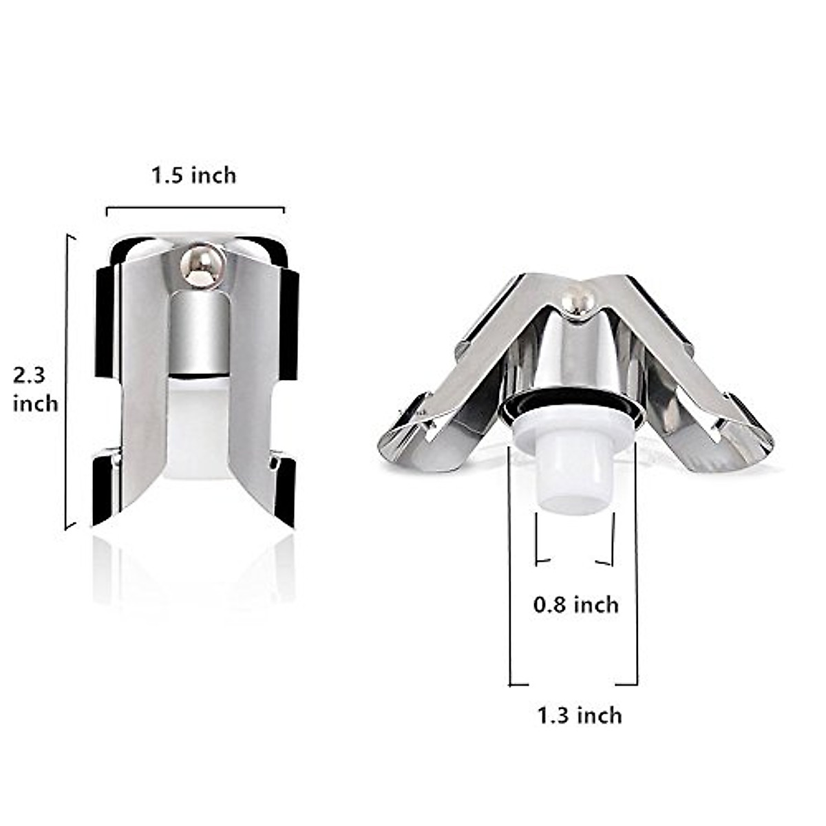 Champagne Sealer Stopper, BGMAX 3 Pack Stainless Steel Sparkling Wine Bottle Plug Sealer Set with a Longer Sealing Plug, Gifts Accessories for Champagne